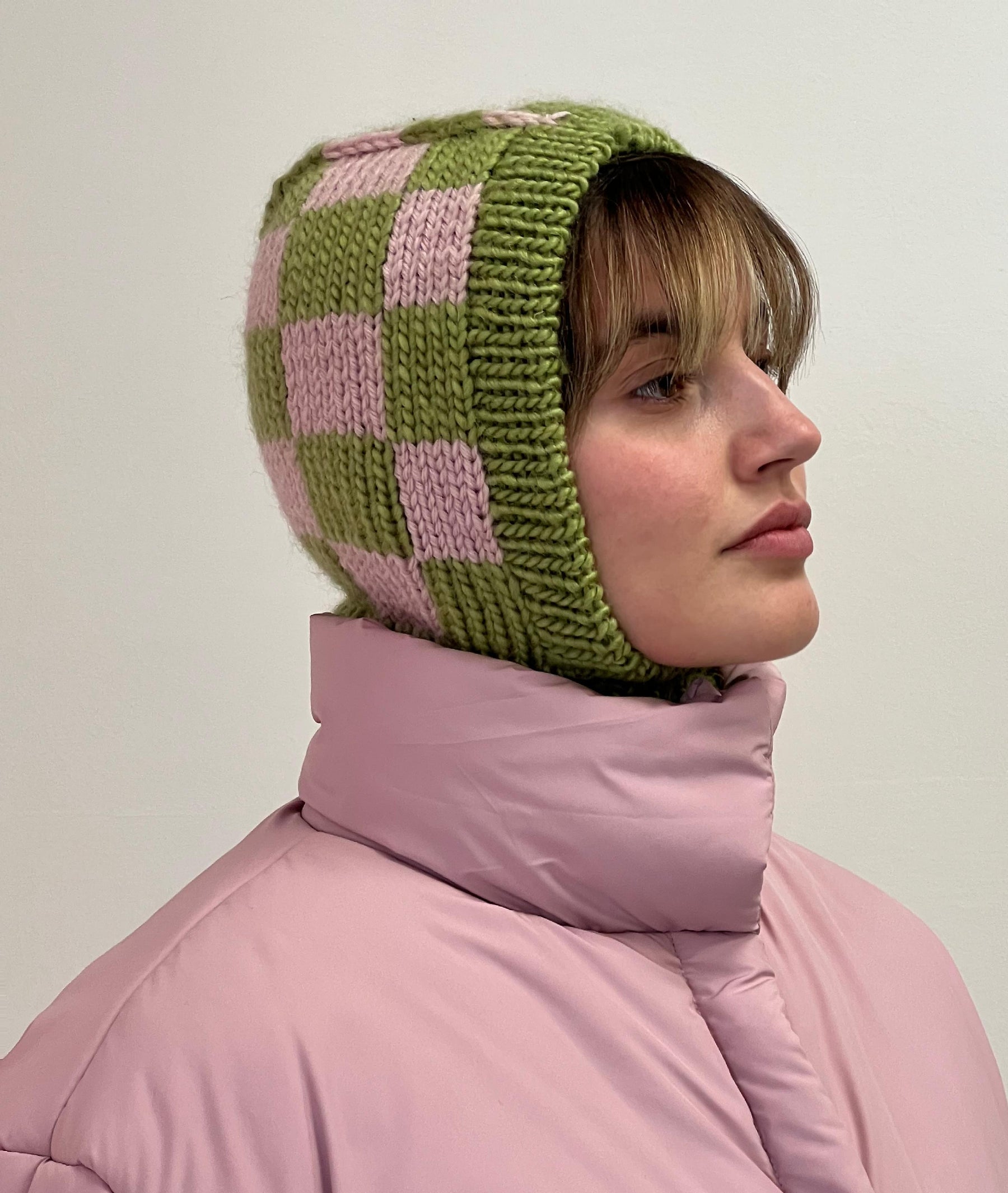Checkered Hand Knitted Balaclava