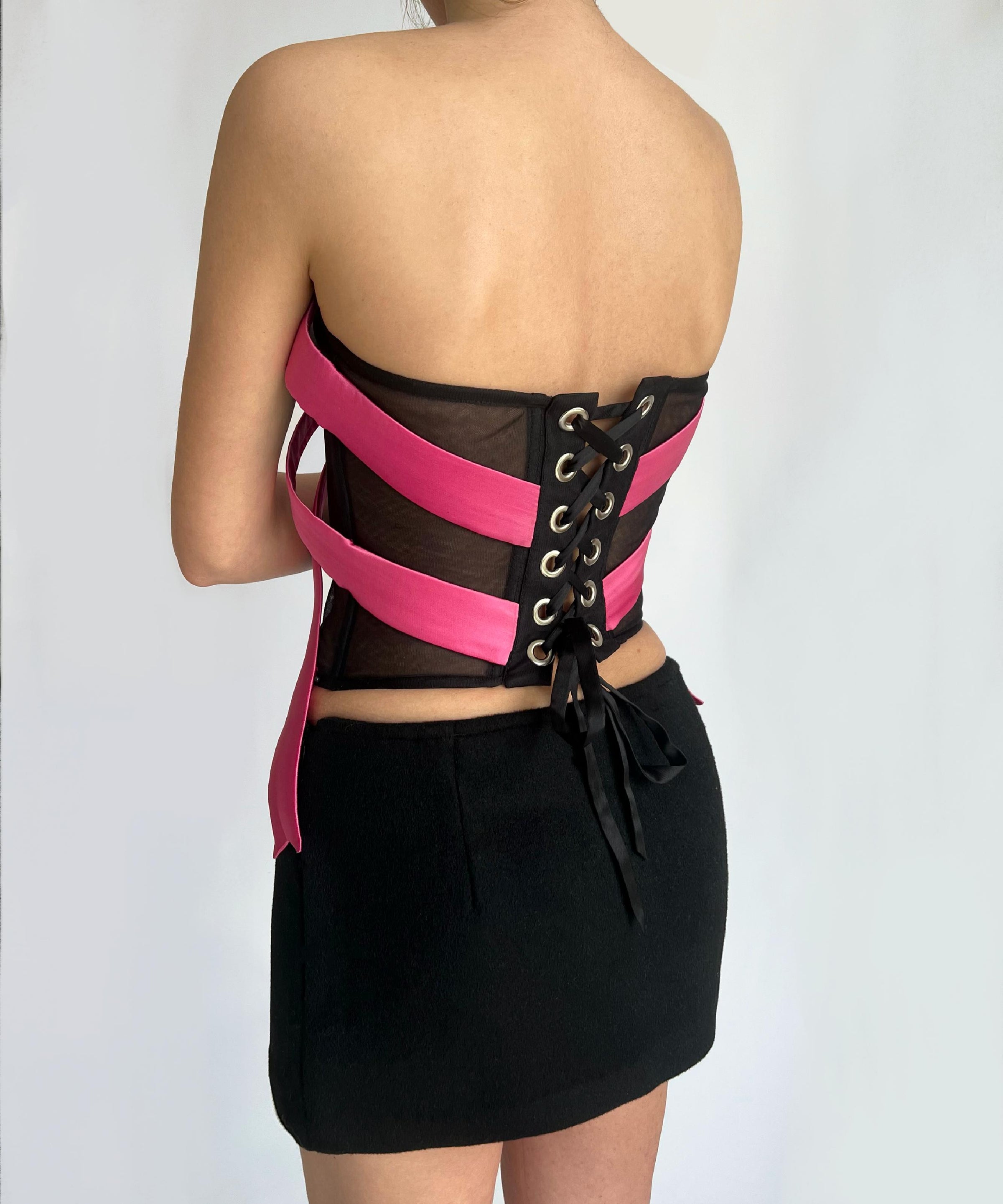Pink & Black Bow Corset