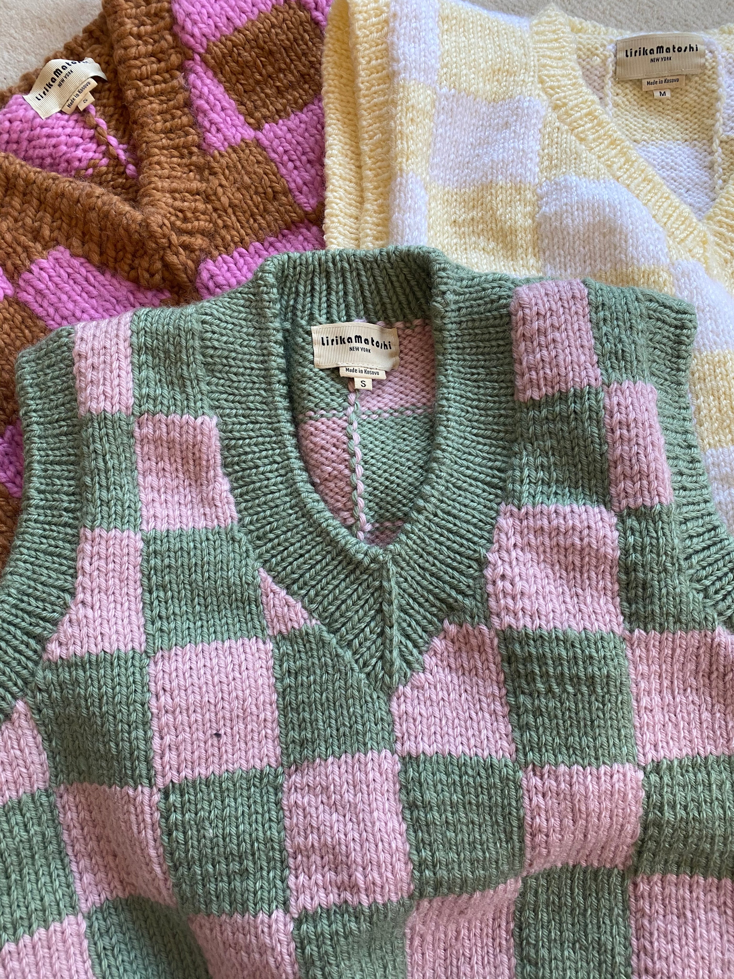 Checkered Knit Vest